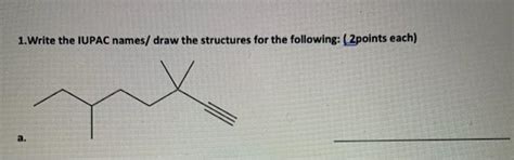 Solved Write The IUPAC Names Draw The Structures For The Chegg