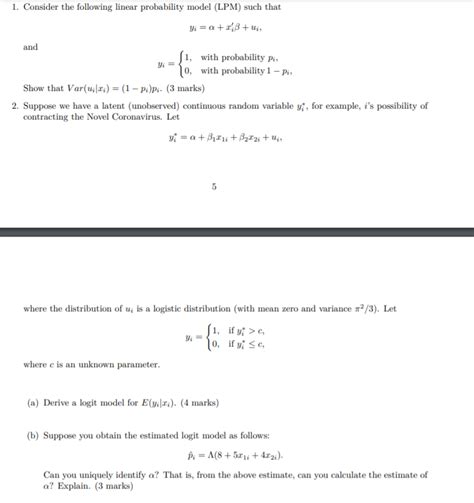 Solved Consider The Following Linear Probability Model Chegg