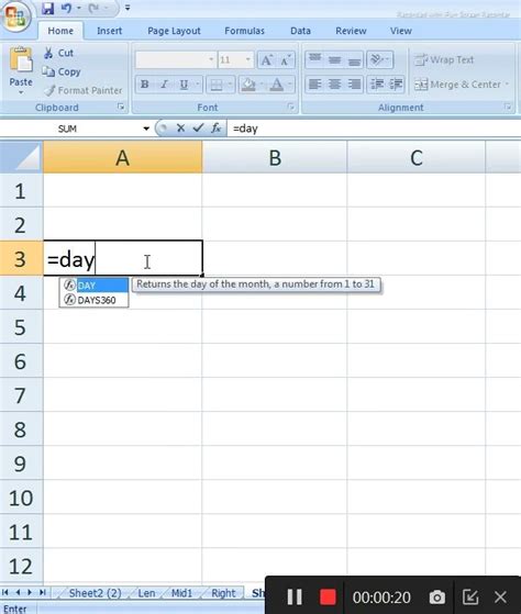 days formula use in ms excel viral shorts trendingshorts