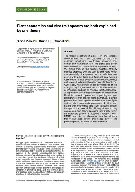 Pdf Plant Economics And Size Trait Spectra Are Both Explained By One Theory
