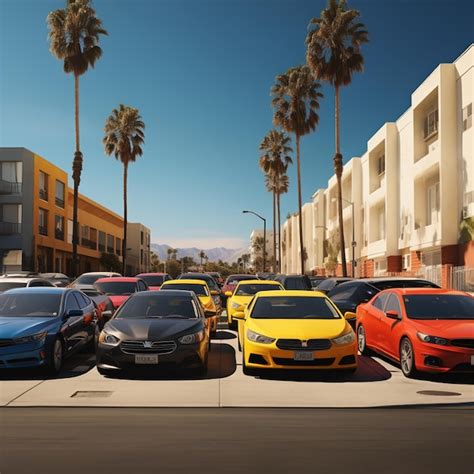 Premium Ai Image A Row Of Cars Are Lined Up In A Parking Lot