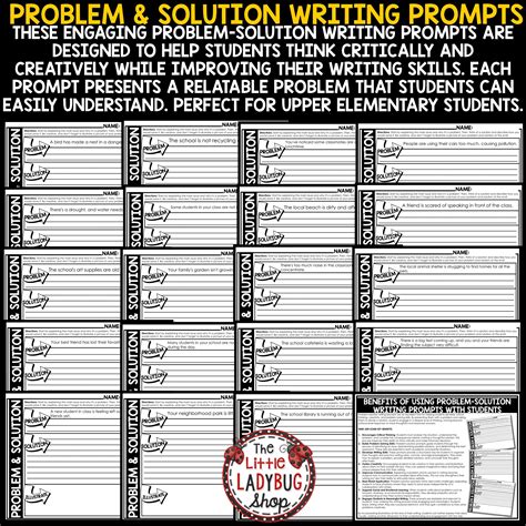 Problem And Solution Expository Writing Prompts 3rd 4th Grade The