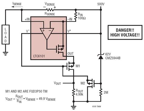 Simple 500v High Side Current Monitor Circuit Collection Analog Devices