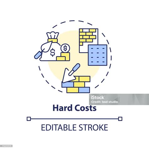 2d Thin Linear Icon Hard Costs Concept Stock Illustration Download