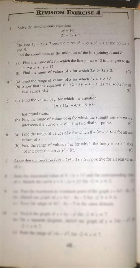 Solution Quadratic Equations Inequalities And Functions Work Sheet