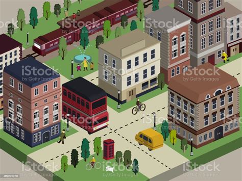 Ilustrasi Kehidupan Kota Isometrik Datar 3d Ilustrasi Stok Unduh