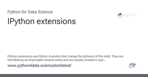 Ipython Extensions Python For Data Science