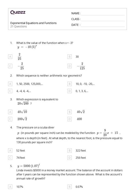 50 Radical Equations And Functions Worksheets For 8th Grade On Quizizz