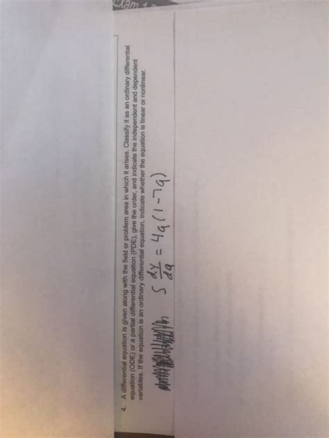 Solved 4 A Differential Equation Is Given Along With The