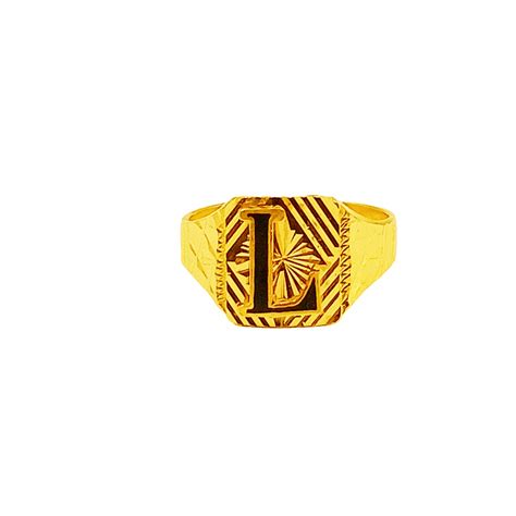 916 Gold Initial Letter “l” Ring Marina Goldsmith