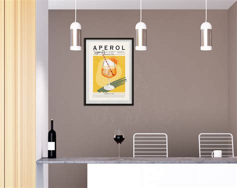 Aperol Spritz Poster Printable Cocktail Drink Minimalist Wall Art