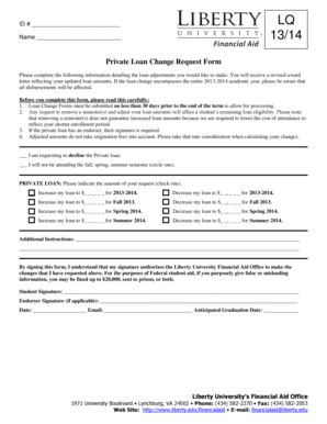 Fillable Online Liberty 2013 2014 Private Loan Change Request Form