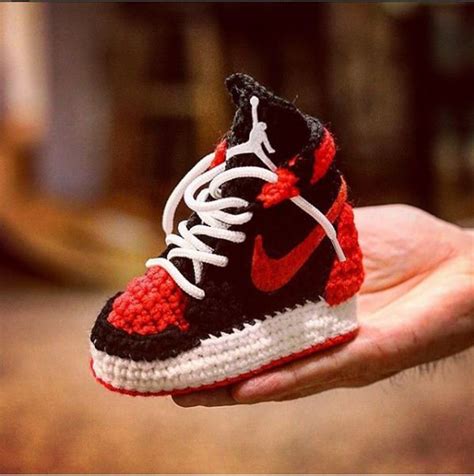 Air Jordan Baby Crochet Sneakers Air Jordan Shoes Red Air Etsy
