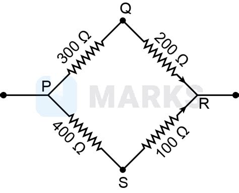 Four resistors Ω Ω Ω and Ω are connected to form four sides of a square The