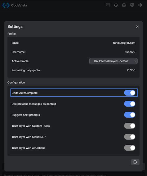 Autocompletion Codevista