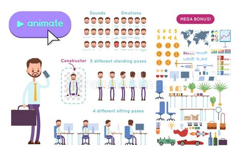 Minimalistic Character Constructor For Animating Stock Vector