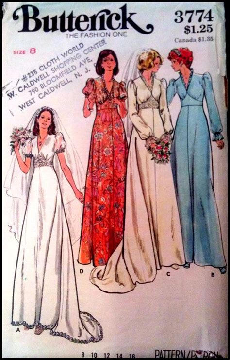 Butterick 3774 Misses Bridal Gowns Bust 31 5 Bridal Sewing Patterns