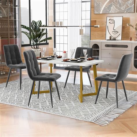 Ynofit Essgruppe 117cm Esstisch Mit 4 Stühlen Set Golden Tischbeine