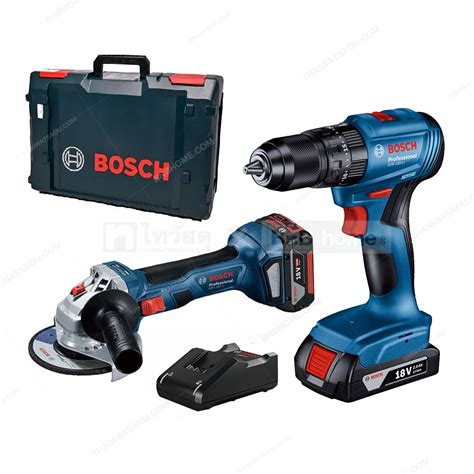 ชุดเครื่องเจียรและสว่านกระแทกไร้สาย 18 โวลต์ Bosch รุ่น Gws 180 Ligsb 185 Li รวมแบต Bnb Home