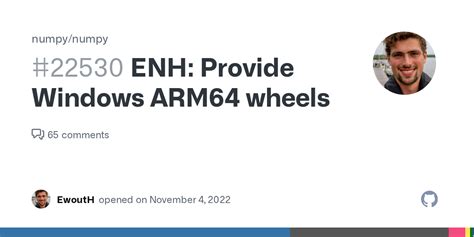 Enh Provide Windows Arm64 Wheels · Issue 22530 · Numpynumpy · Github