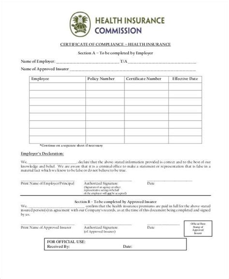 Certificate Of Creditable Coverage Template