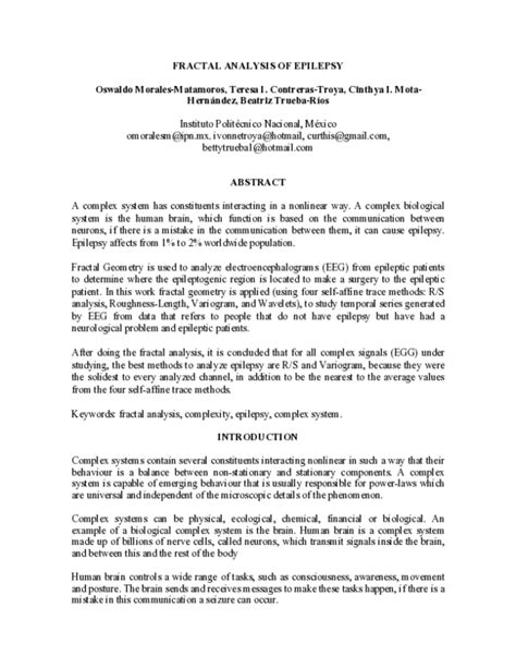 Pdf Fractal Analysis Of Epilepsy