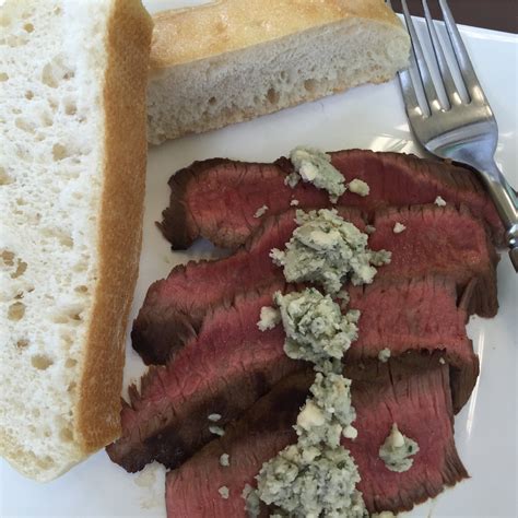 Flank Steak Topped With Bleu Cheese Butter Homecooked