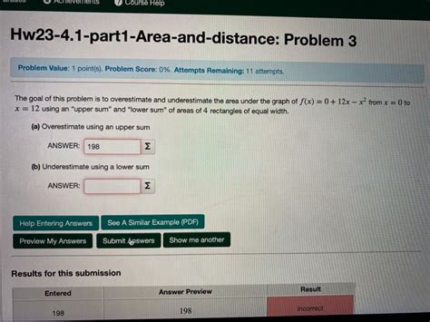 solved memens course help hw23 4 1 part1 area and distance