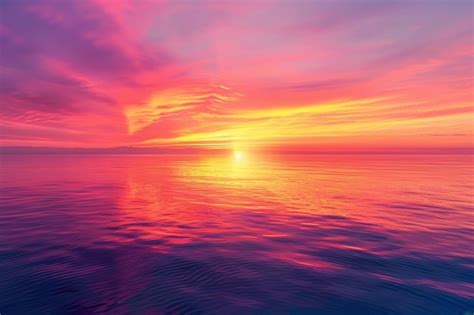 Premium Photo A Beautiful Sunset Over The Ocean With A Pink And