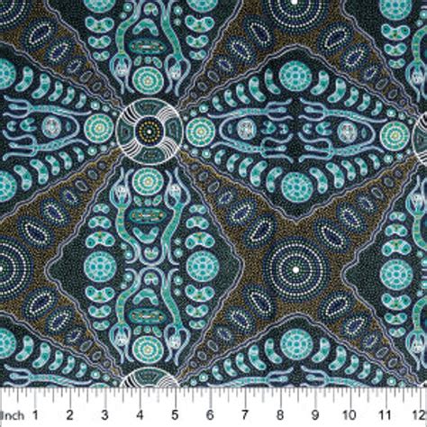 Spirit People 2 Green Denise Doolan Australian Fabric Aboriginal