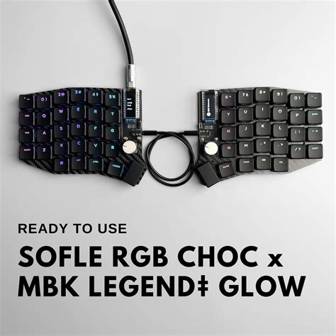 Ready To Use Sofle Rgb Low Profile Choc Keyboard X Mbk Legend‡ Glow Black Keycaps Full Set Split