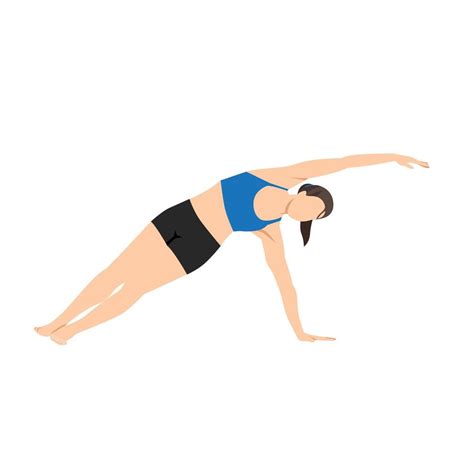 Woman Doing Side Plank With Side Stretch Exercise Flat Vector
