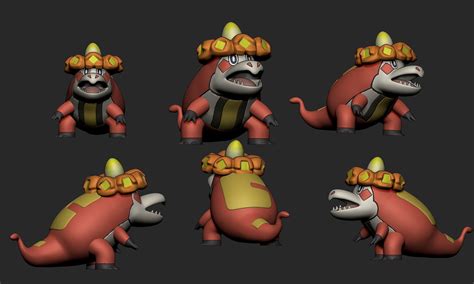 Pokemon Fuecoco Crocalor And Skeledirge With 2 Poses 3d Model 3d