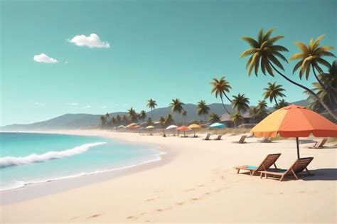 Premium Photo Create A Animate Beach For A On Color Background