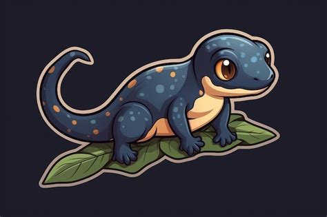 Un Gecko De Dibujos Animados Con Cara Azul Y Ojos Amarillos Se Sienta