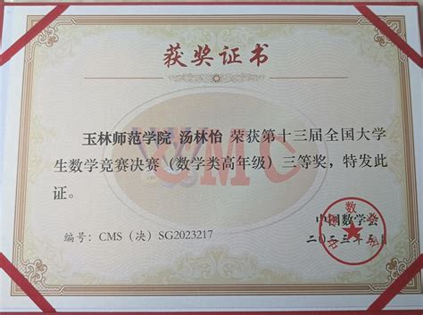 喜讯：我校学子在第十三届全国大学生数学竞赛决赛中获佳绩 玉林师范学院