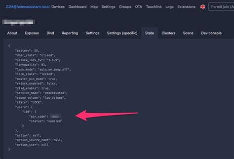 Zigbee2mqtt A Doorlock Has An User Pin Visible In State But Does Not