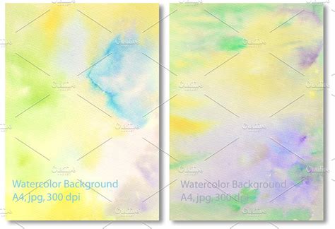 黄绿色的水彩背景素材 Green Yellow Watercolor Background 云瑞设计