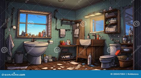 Candid Portrayal Of A Typically Cluttered Bathroom Concept Of