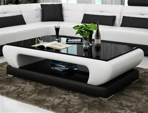 Aesthetic Black And White Leather Coffee Table With Black Glass Artofit