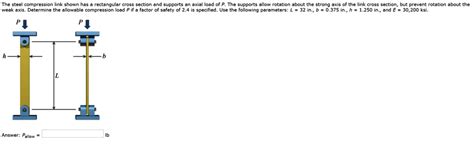 Solved The Steel Compression Link Shown Has A Rectangular Cross Section And Supports An Axial