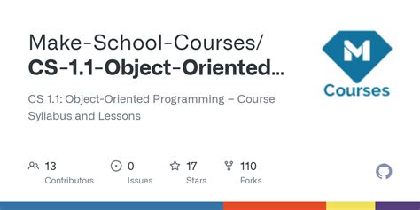 GitHub Make School Courses CS 1 1 Object Oriented Programming CS 1 1