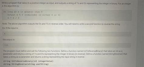 Solved Write A Program That Takes In A Positive Integer As