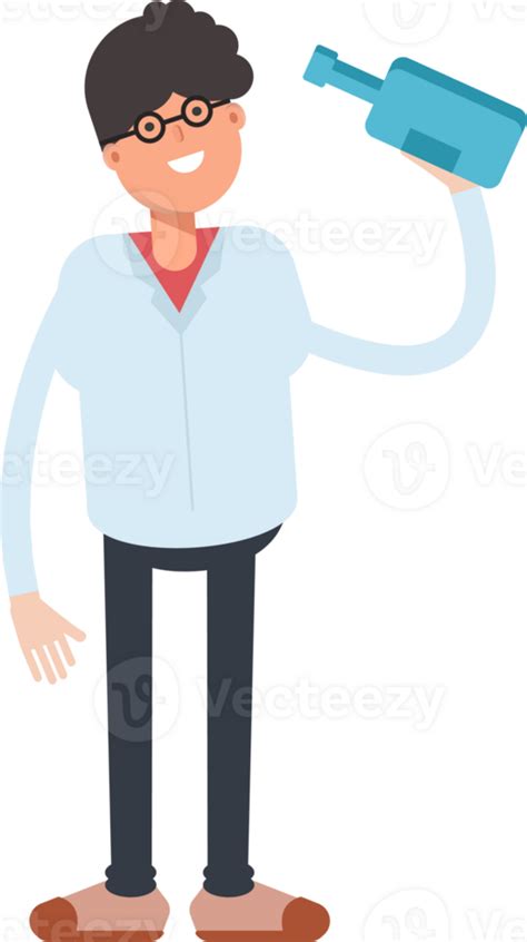 Nerd Boy Character Drinking Beer 49516438 Png