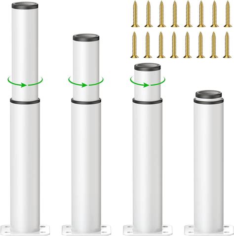 4 Stück Möbelfüße Metall Verstellbare Möbelfüße Weiß 18cm Möbelfüsse