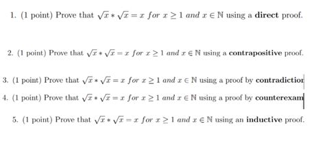 Solved 1 1 Point Prove That Væ Vr X For R 1 And X € N