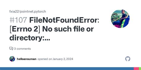 FileNotFoundError Errno No Such File Or Directory Workspace Pointnet Pytorch