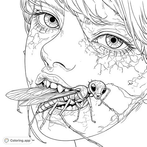 Surreal Face And Insect Coloringapp