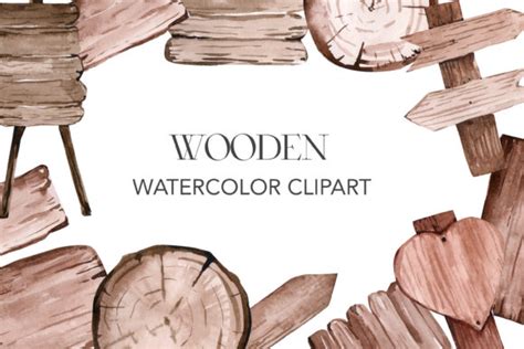 Watercolor Wooden Clipart Png Wooden Graphic By Julia Bogdan