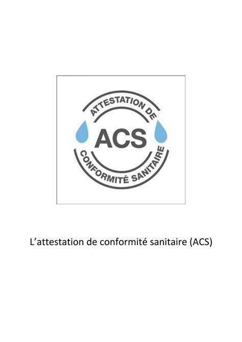 PDF Lattestation de conformité sanitaire ACS Bisphénol A